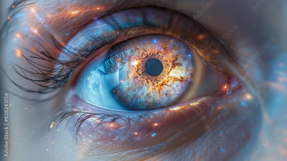 An anatomical illustration of the human eye with the iris and pupil ...