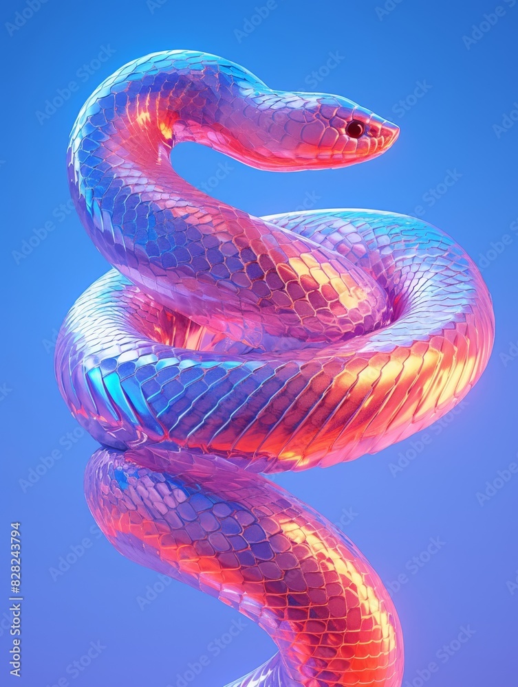 Futuristic 3D Toy Snake with Cool Style, Delicate Fluffy Texture, Soft ...