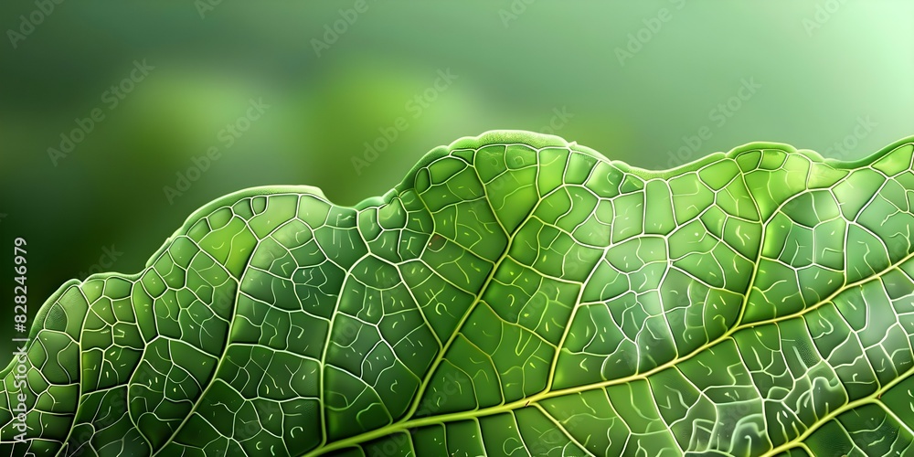 Closeup photo of detailed leaf chlorophyll cells under microscope in ...