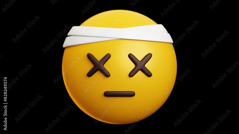 Face with crossed-out eyes .Dead face with bandage on head emoji, 3d ...