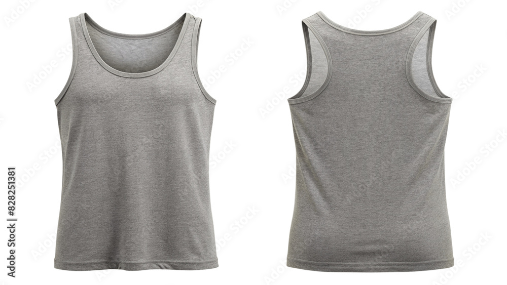 Grey sleeveless tank top front and back view isolated PNG on ...