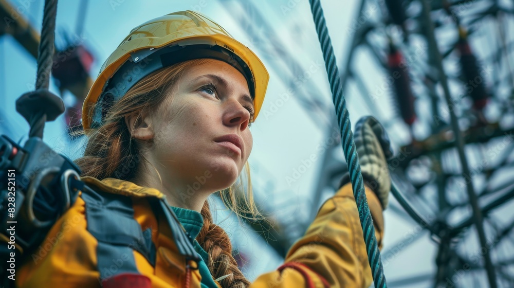 Safety Woman Guiding Crane Operator Away from Power Lines - Commitment ...