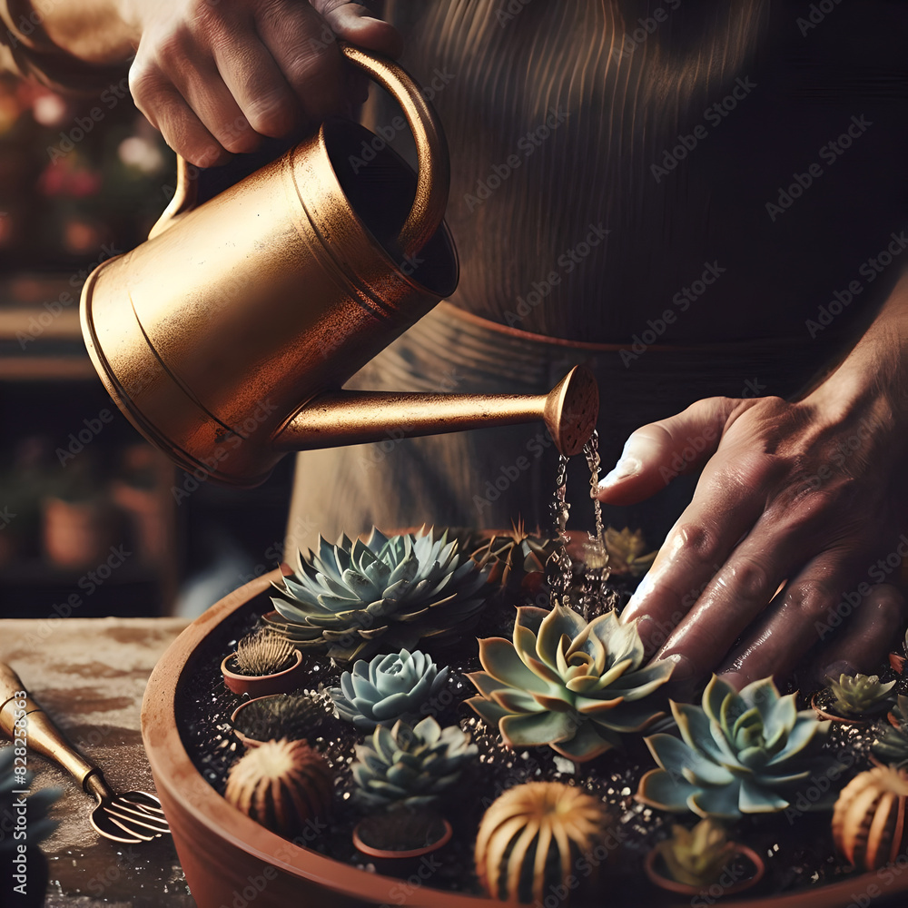 Pouring water from a pitcher into a bowl. Hydration with a touch of ...