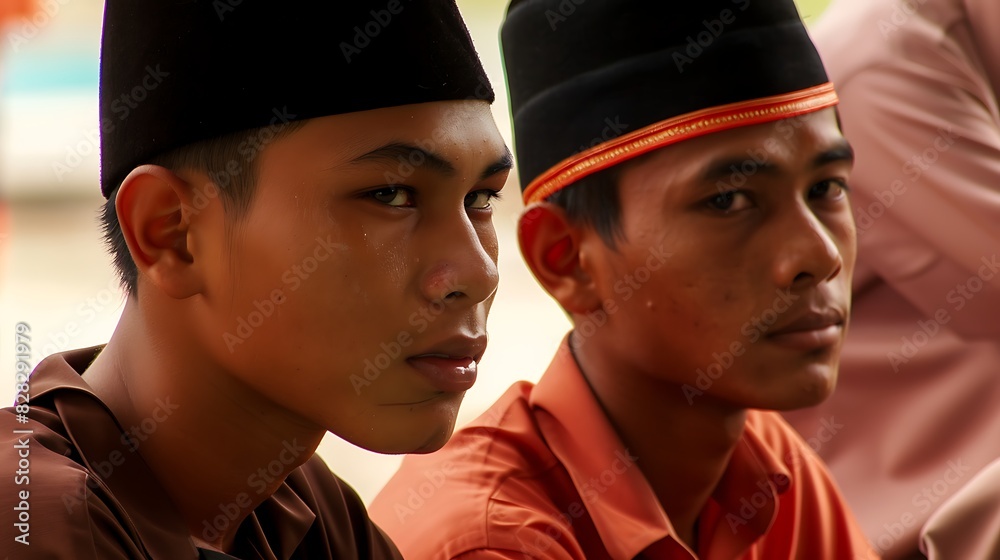Young men of Malaysia. Malaysian men.Two young men wearing traditional ...