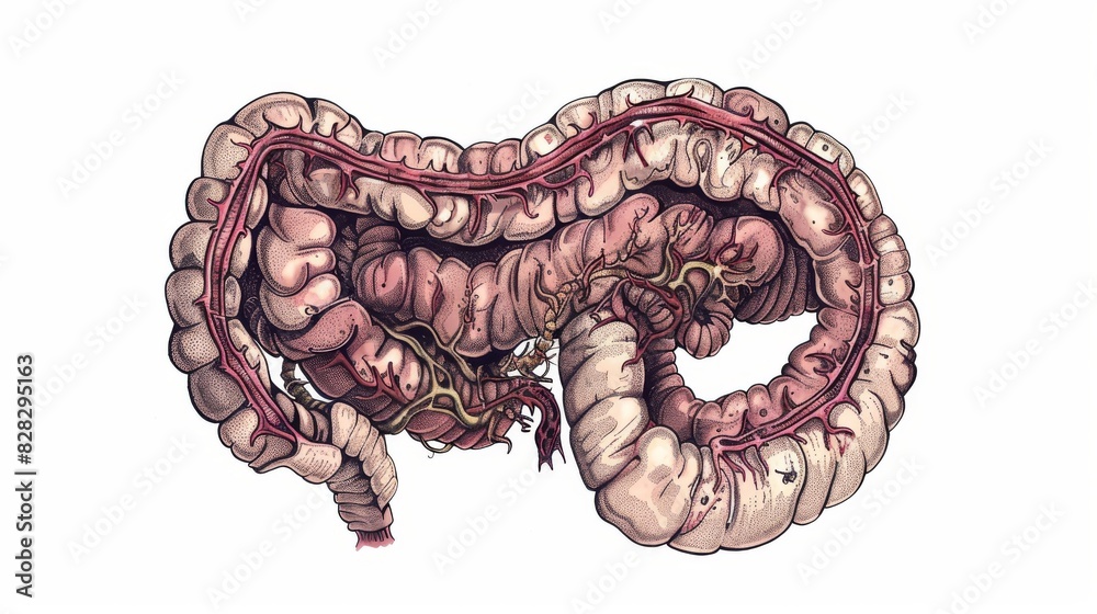Retro drawing of the intestines in a vintage aesthetic.academy,Full ...
