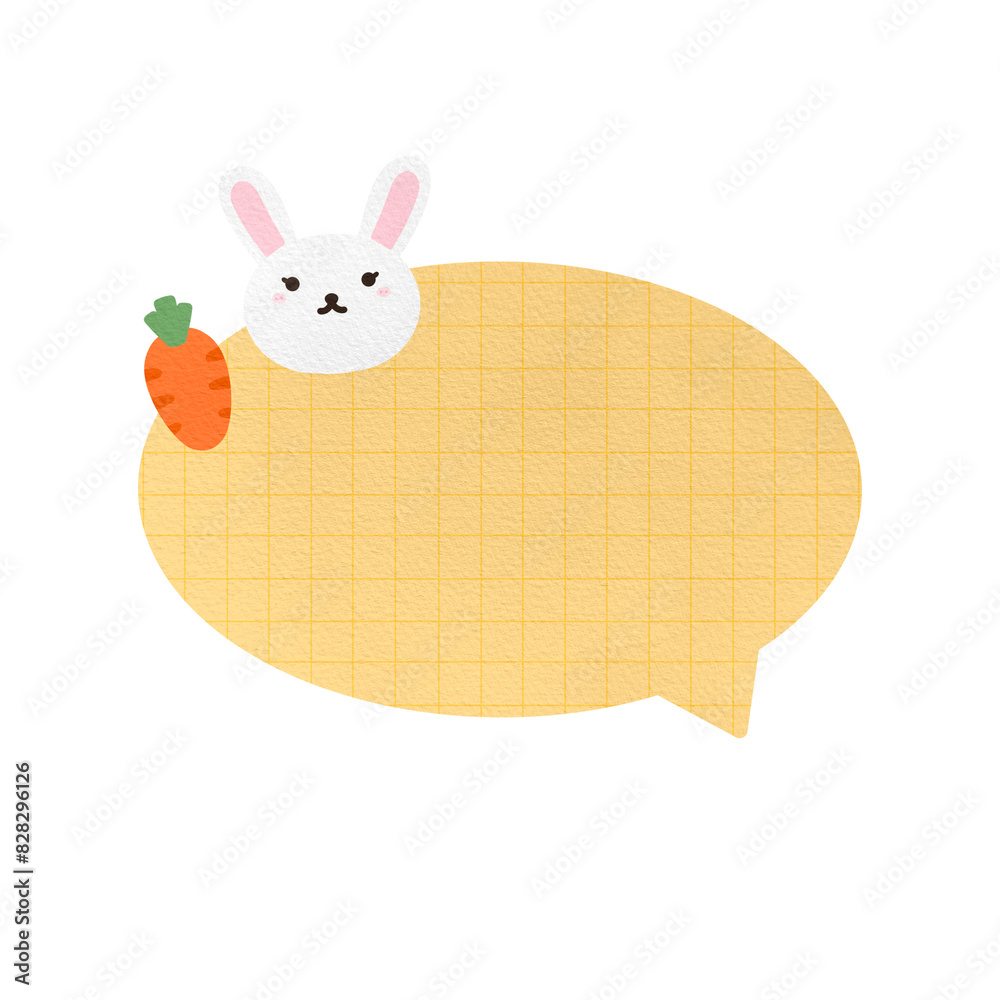 Cute Yellow And Rabbit Bunny Speech Bubble Paper Textured Text Bubble ...