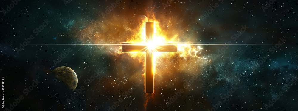 Cross, Persian hazy appearance in the universe planet, Christianity ...