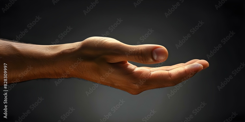 Foto de An Open Right Hand of a Man with Wrist and Forearm on Black ...