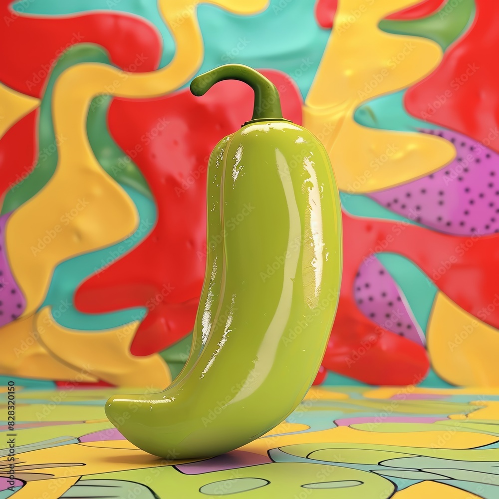 138 3D model of a pepper icon with a colorful illustrated background ...