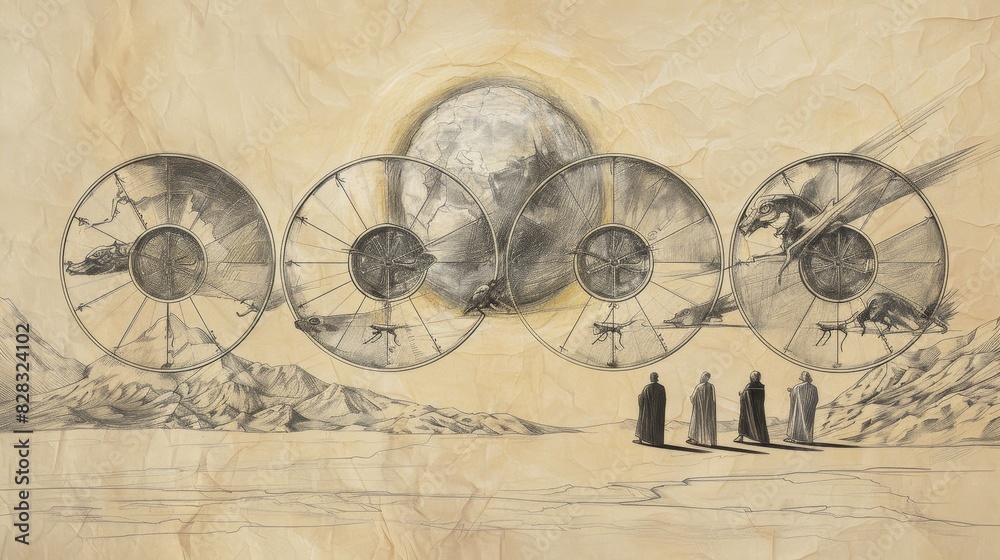 Vision of Ezekiel, Wheels Within Wheels, Living Creatures, Glory of God ...