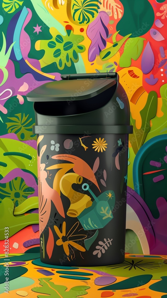 219 3D model of a compost bin icon with a colorful illustrated ...