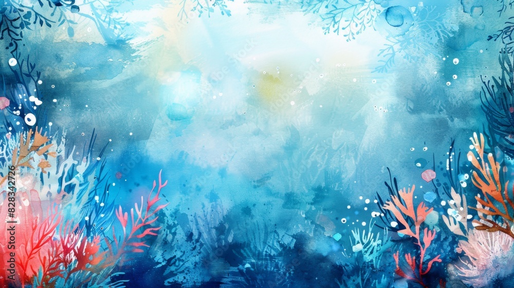 Serene Underwater Watercolor Background: Preserving the World's Marine ...