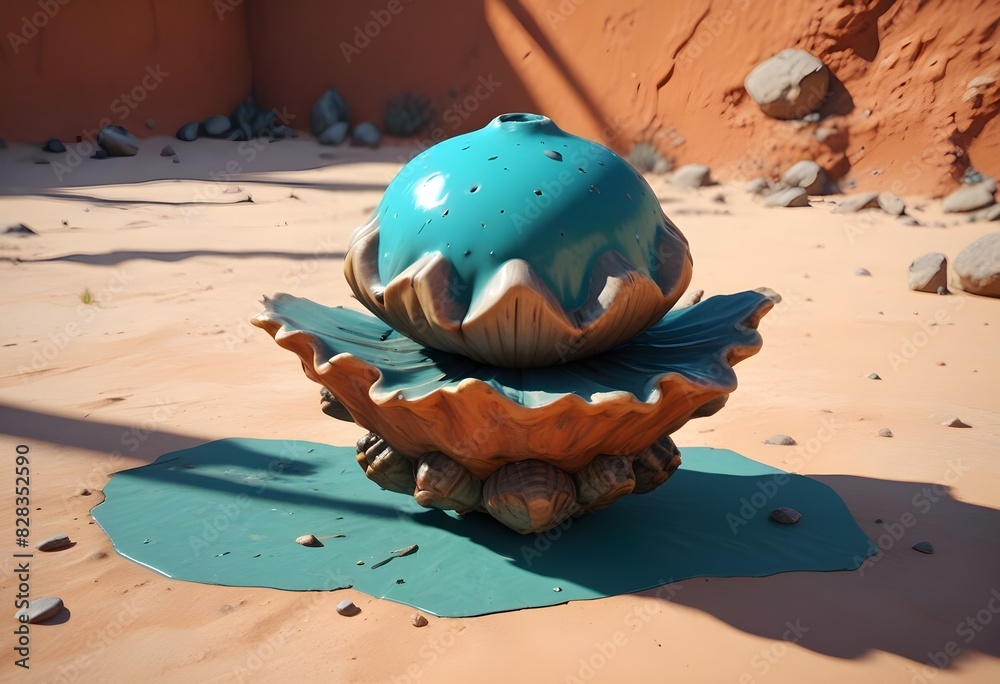 3D model barnacle mutted teal and terracota color Stock Illustration ...