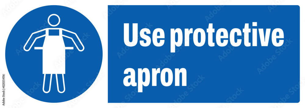 ISO mandatory safety signs_use protective apron landscape size 1/2 a4 ...