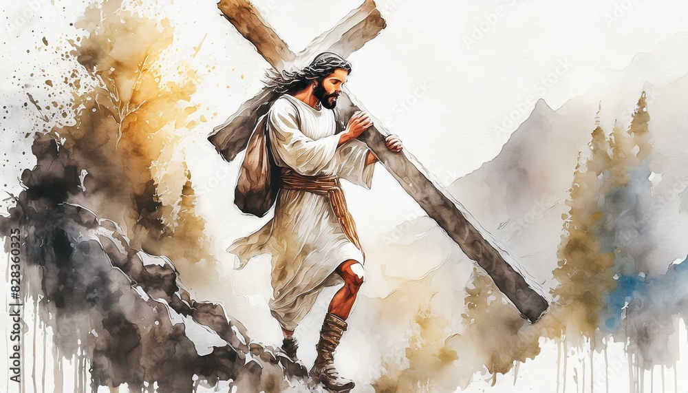 Jesus Christ Carrying the Cross - Christ on the way of his Crucifixion - Jesus on the way to ...