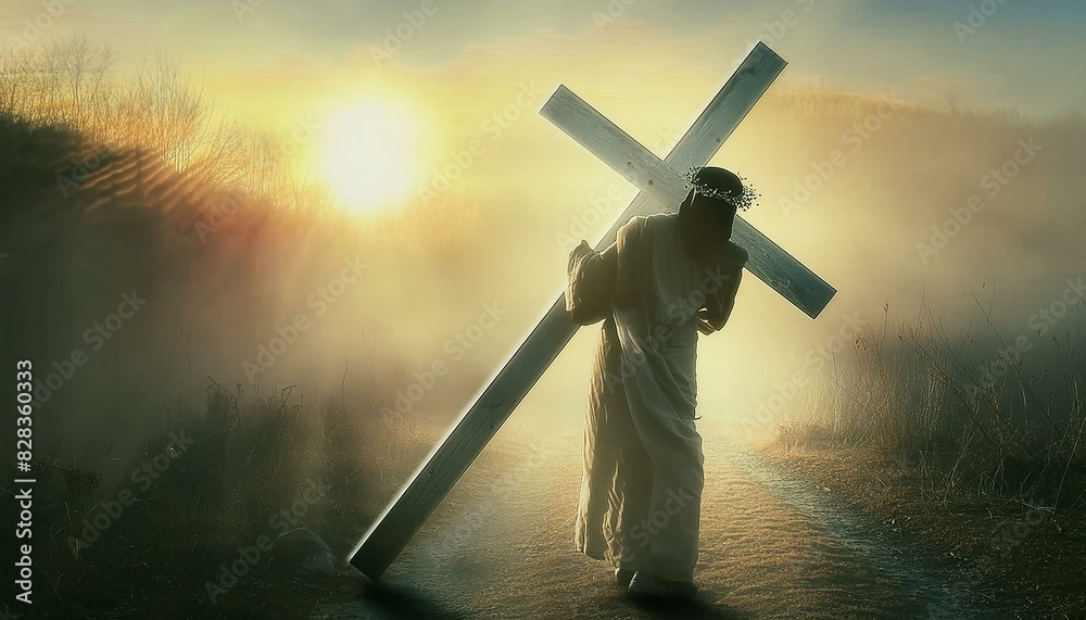 Jesus Christ Carrying the Cross - Christ on the way of his Crucifixion - Jesus on the way to ...