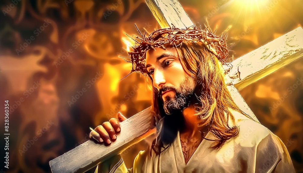 Jesus Christ Carrying the Cross - Christ on the way of his Crucifixion - Jesus on the way to ...