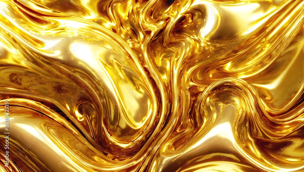 gold metal abstract 3d background with liquid gold texture flowing gold ...