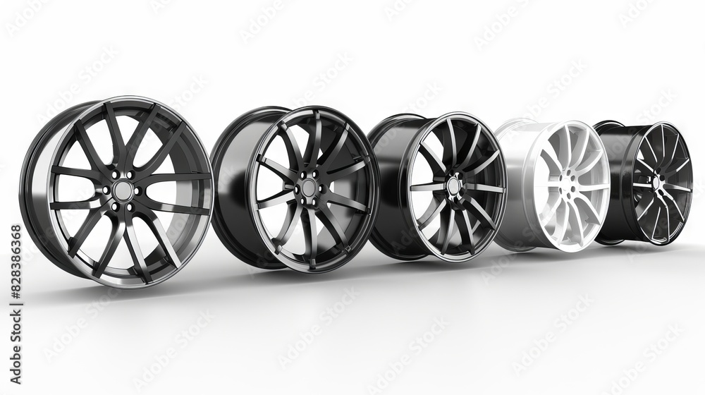 set collection alloy wheel , aluminum wheel ,car rim isolated on white ...