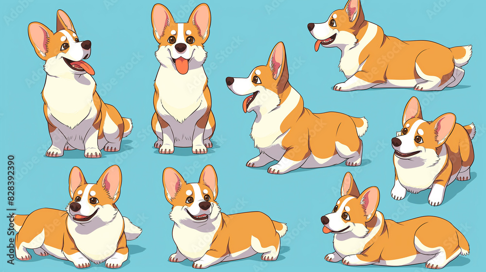 Corgi sprite sheet in multiple poses Stock Illustration | Adobe Stock