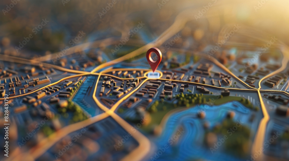 Urban Map Navigation, 3D city map with navigation pin, Urban Planning ...
