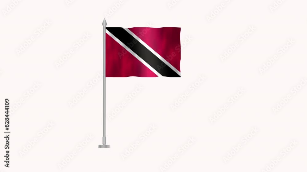 Flag of Trinidad and Tobaco, Pole flag of Trinidad and Tobaco on white ...
