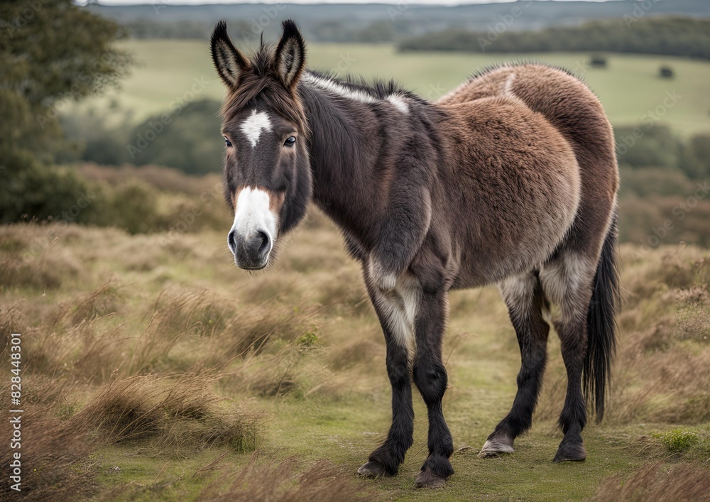 A hinny, a crossbreed between a donkey and a horse, in the New Forest ...