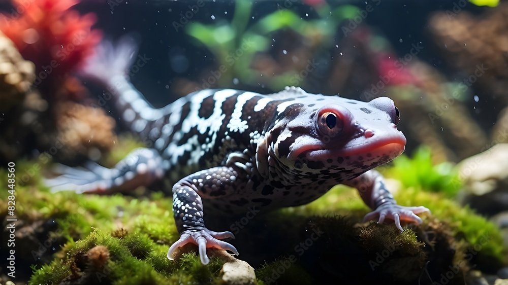 Black salamander fish swimming in a marine aquarium, axolotl photos ...