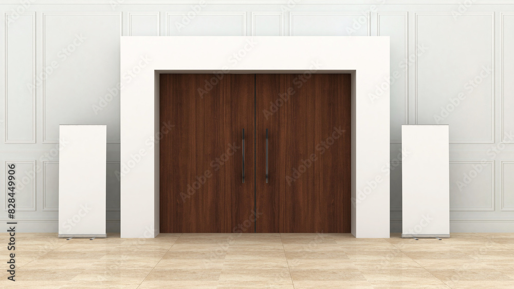 3D rendering of Blank white box Entrance Arch with standee for Event or ...