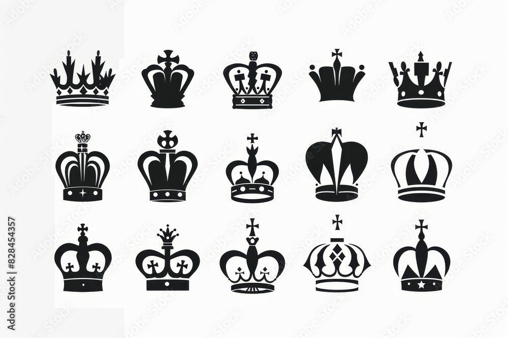 Crown icon, king symbol, princess black sign, queen, royal emblem ...