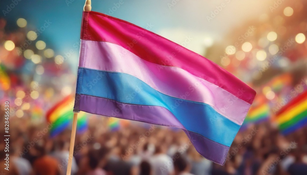 bisexual flag on the background of the pride parade, lgbt pride month ...