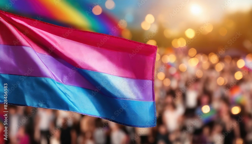 bisexual flag on the background of the pride parade, lgbt pride month ...