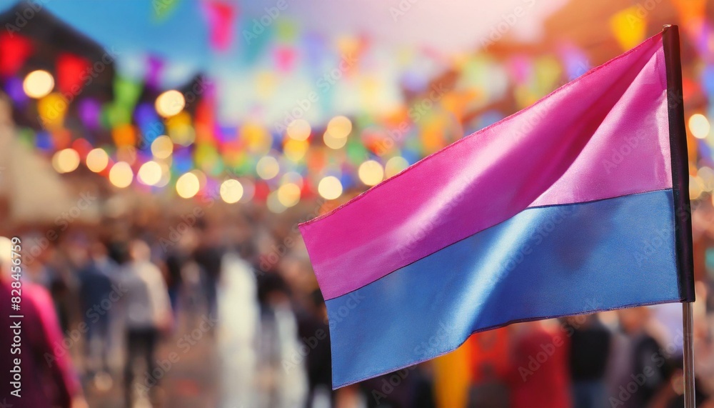 bisexual flag on the background of the pride parade, lgbt pride month ...