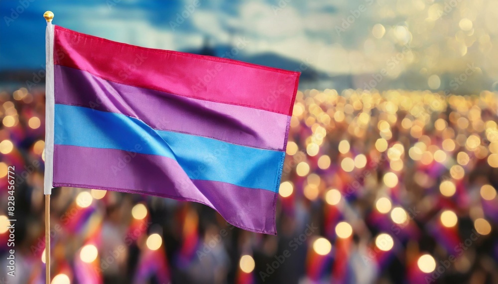 bisexual flag on the background of the pride parade, lgbt pride month ...