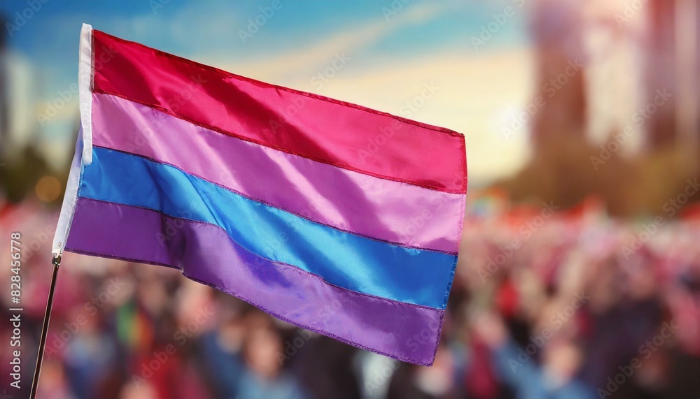 bisexual flag on the background of the pride parade, lgbt pride month ...
