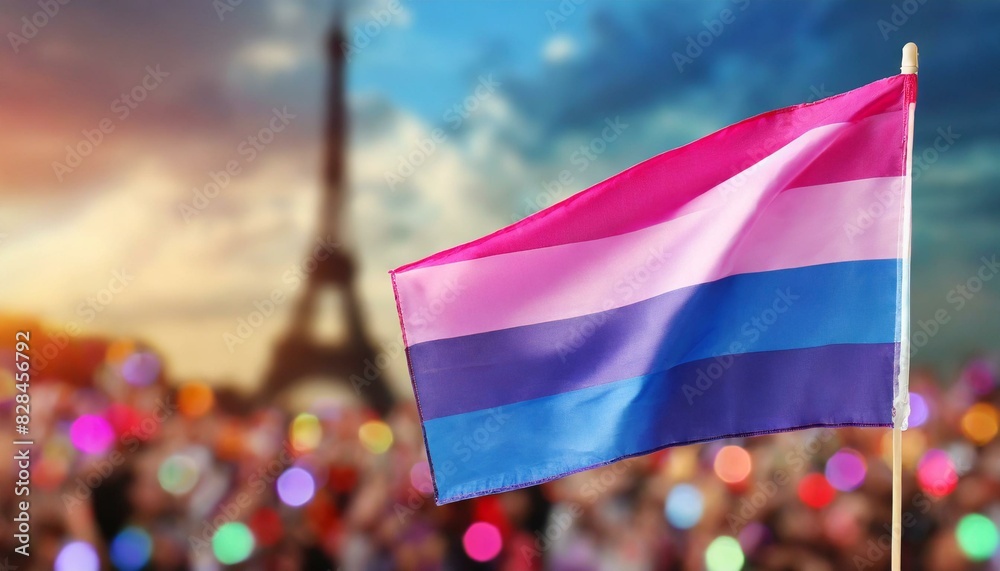 bisexual flag on the background of the pride parade, lgbt pride month ...