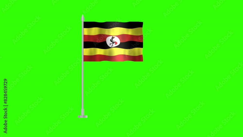 Flag of Uganda, Pole flag of Uganda on Green screen chroma key, Uganda ...