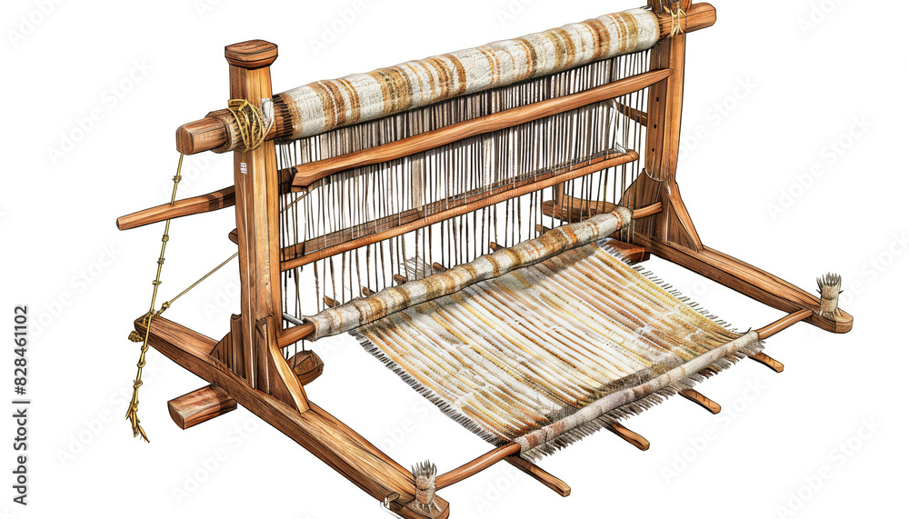 Vintage wooden hand loom for weaving intricate textile patterns ...