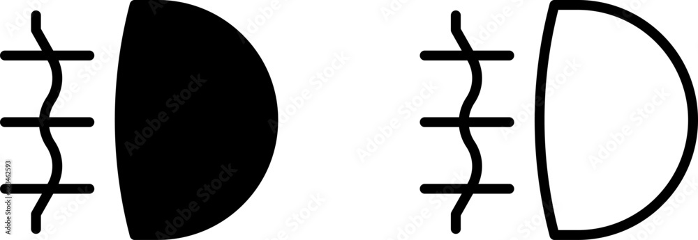 Headlight, light indicator dashboard icon. Vector high beam. Car light ...