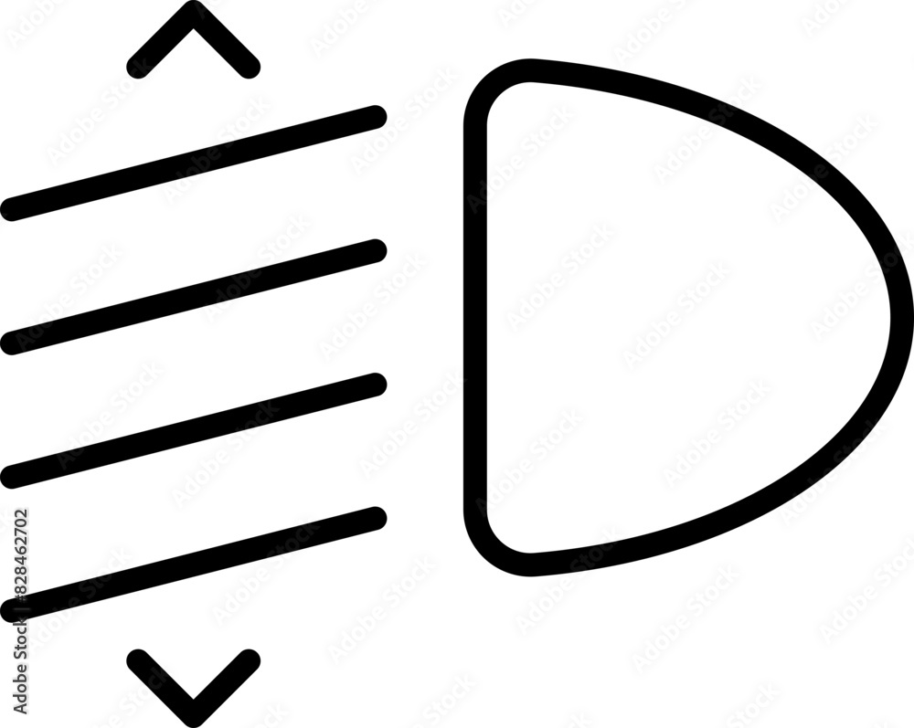 Headlight, light indicator dashboard icon. Vector high beam. Car light ...