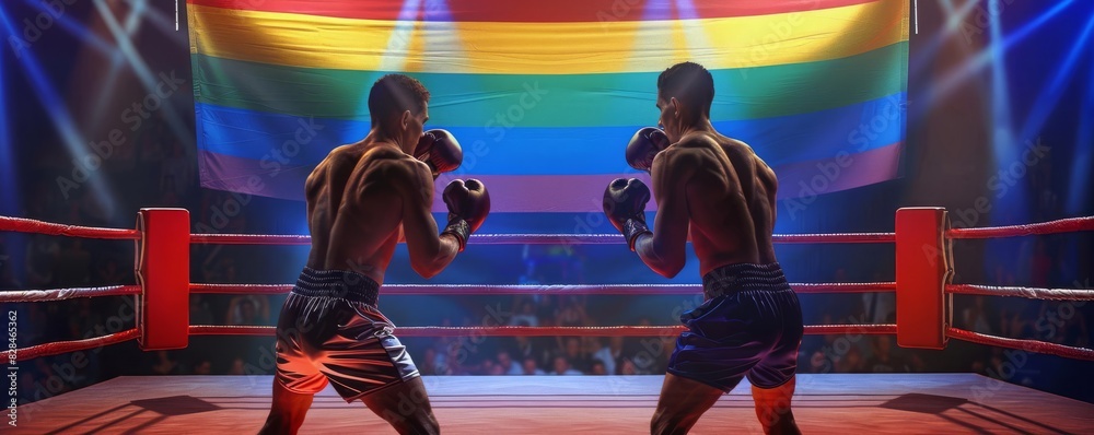 Olympic Paris 2024 Sport Boxing Focus on two boxers in a ring, with the ...