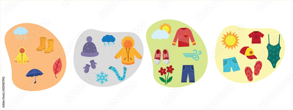 Clothing and items for all seasons. Clothing for seasons vector ...