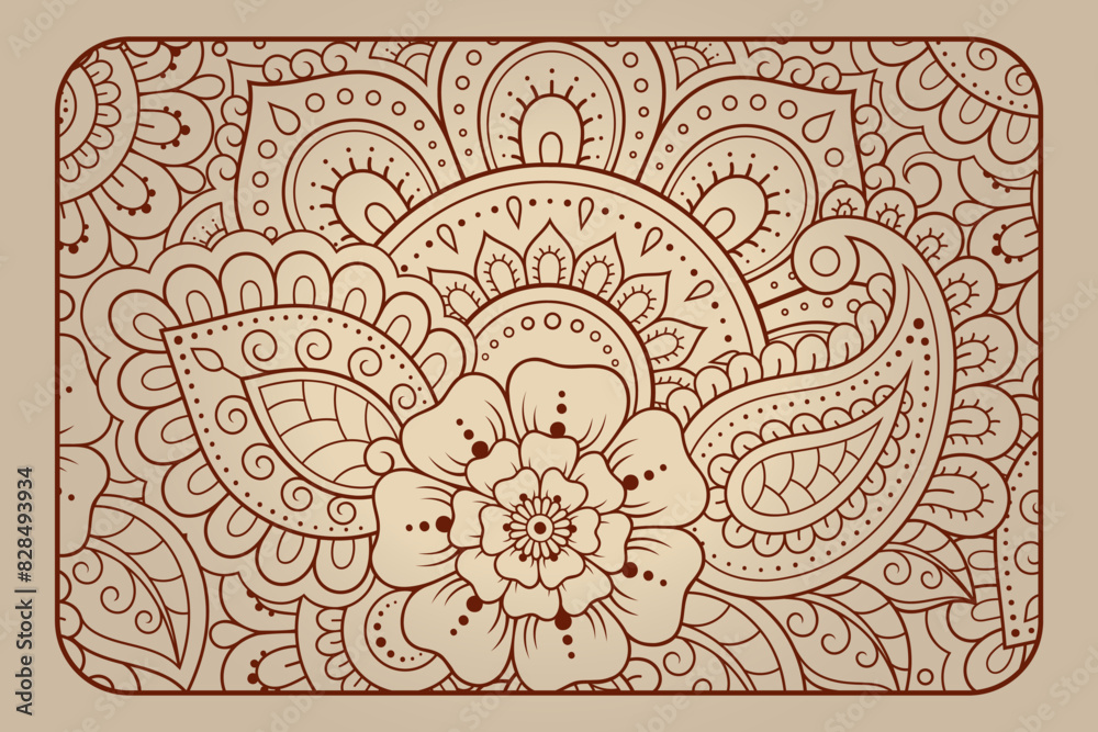 Stylized with henna tattoos decorative pattern for decorating covers ...