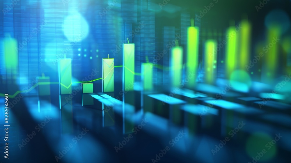 modern stock market background with blue and green colors, rising bar ...