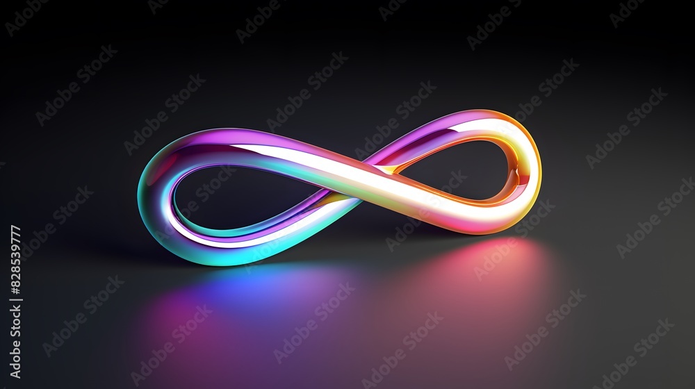 Glowing infinity symbol on black background. Infinity neon light symbol ...
