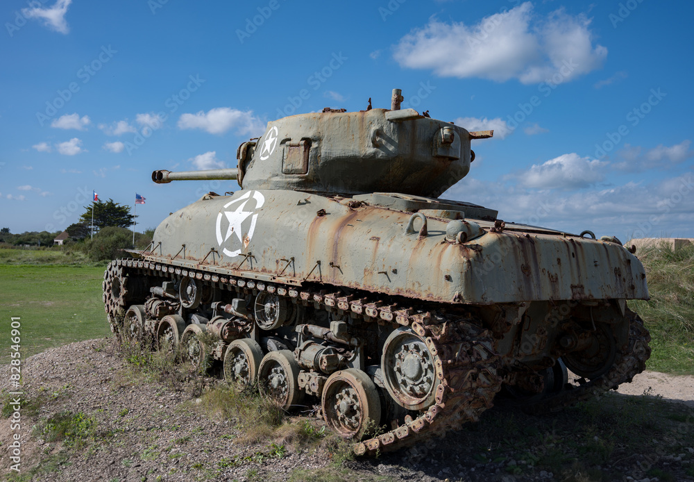 M4 Sherman M4A1(76)W HVSS medium tank with a T23 turret Stock Photo ...