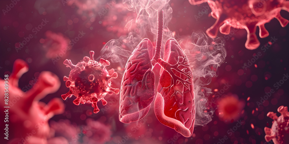 Lung allergy medical concept as human lungs with airborne pollen grains ...