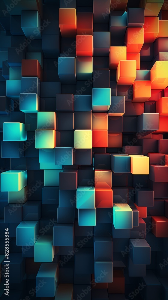 Colorful abstract 3D blocks forming a dynamic and vibrant geometric ...