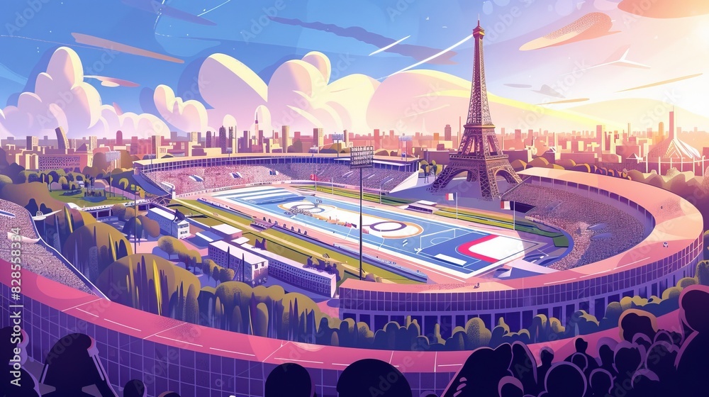 Paris Olympic Games 2024 Stadium Illustration. Description: Artistic ...
