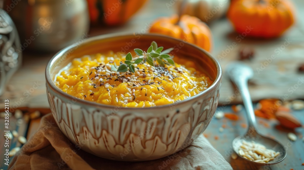 Vegan pumpkin rice porridge pudding A wholesome and sweet organic treat ...